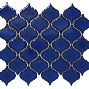 Tenedos Premium Cobalt Blue 2 Inch Lantern Glossy Porcelain Mosaic Tile Backsplash for Kitchen, Bathroom Shower, Pool Tiles (20 Sheets)