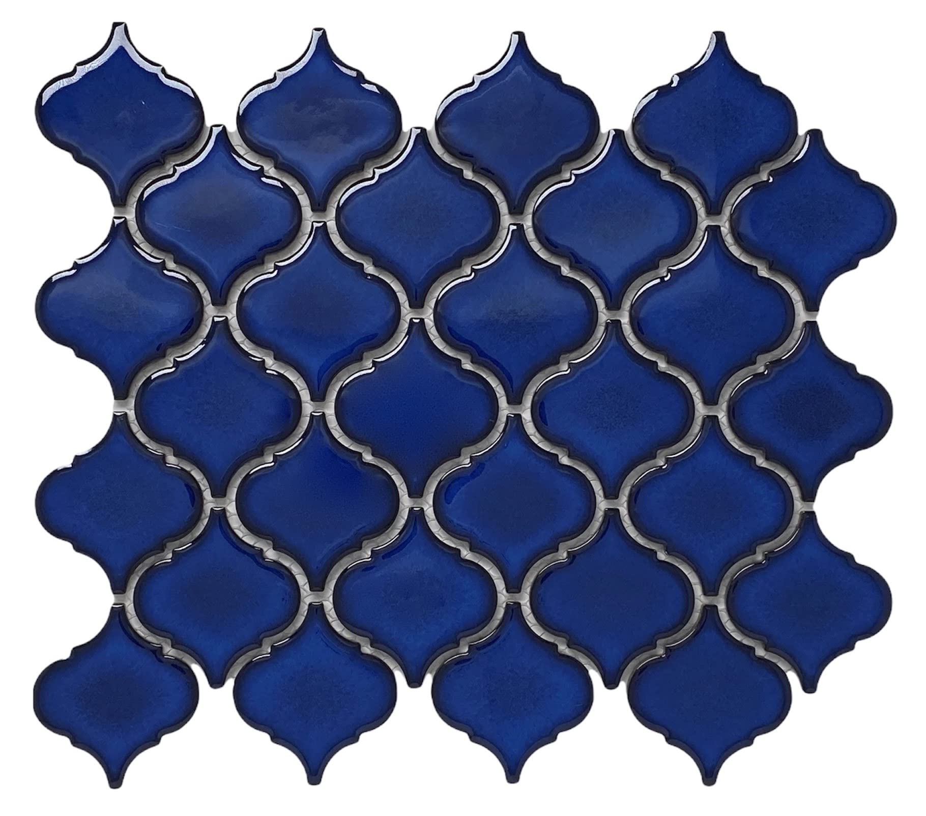 Tenedos Premium Cobalt Blue 2 Inch Lantern Glossy Porcelain Mosaic Tile Backsplash for Kitchen, Bathroom Shower, Pool Tiles (20 Sheets)