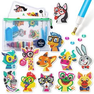 halmolife 5d painting stickers for kids and adult beginners gem paint by numbers diamonds arts for boys and girls ages 6 7 8-12 diy animals kit with dots gifts