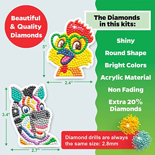 Halmolife 5D Painting Stickers for Kids and Adult Beginners Gem Paint by Numbers Diamonds Arts for Boys and Girls Ages 6 7 8-12 DIY Animals kit with Dots Gifts