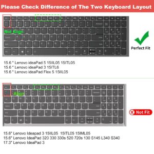 2PCS Keyboard Cover Skin for Lenovo Yoga 7 7i 15.6" 16", 2024 2023 ideaPad 5 5i 15.6", ideaPad Flex 5 5i 15.6", ideaPad 3 3i 15, ideaPad 1 1i 15.6, ThinkBook 15 G4 G3 G2,Lenovo V15 G4 G3 G2