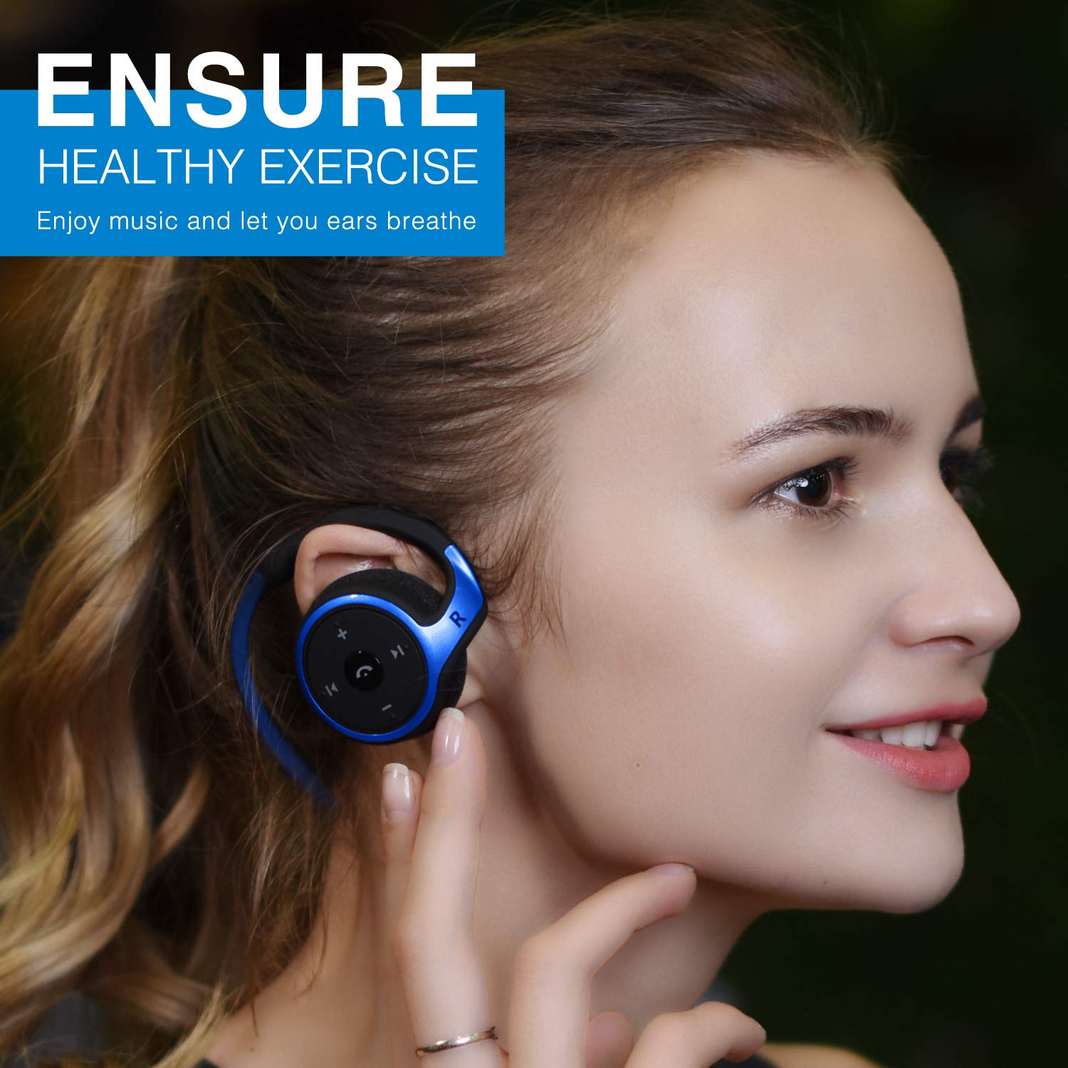 RTUSIA Small Bluetooth Headphones Wrap Around Head - Sports Wireless Headset with Built in Microphone and Crystal-Clear Sound, Foldable and Carried in The Purse, and 12-Hour Battery Life, Blue