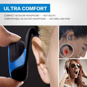 RTUSIA Small Bluetooth Headphones Wrap Around Head - Sports Wireless Headset with Built in Microphone and Crystal-Clear Sound, Foldable and Carried in The Purse, and 12-Hour Battery Life, Blue