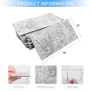 Art3d 4-Piece Backsplash Tile Peel and Stick for Stove Kitchen Bathroom Fireplace, 3in. × 6in. Stick on Subway Tile Natural Stone White