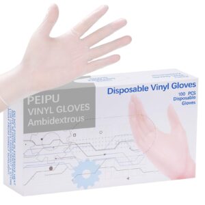 peipu vinyl disposable gloves (medium, 100-pack),powder free, cleaning service gloves, latex free