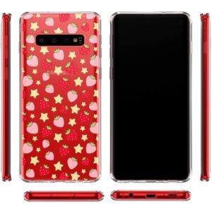 TPU Phone Case Compatible with Samsung A72 A71 5G A70 A51 A50 A32 A21 A11 A12 A13 A14 A01 Cute Stars Berry Shockproof Girly Cover Clear Flexible Protective Soft Kawaii Strawberries Silicone