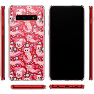 TPU Phone Case Compatible with Samsung A72 A71 5G A70 A51 A50 A32 A21 A11 A12 A13 A14 A01 Ocean Axolotl Cute Soft Salamander Lightweight Lizard Clear Flexible Pink Silicone Sea Shockproof Cover