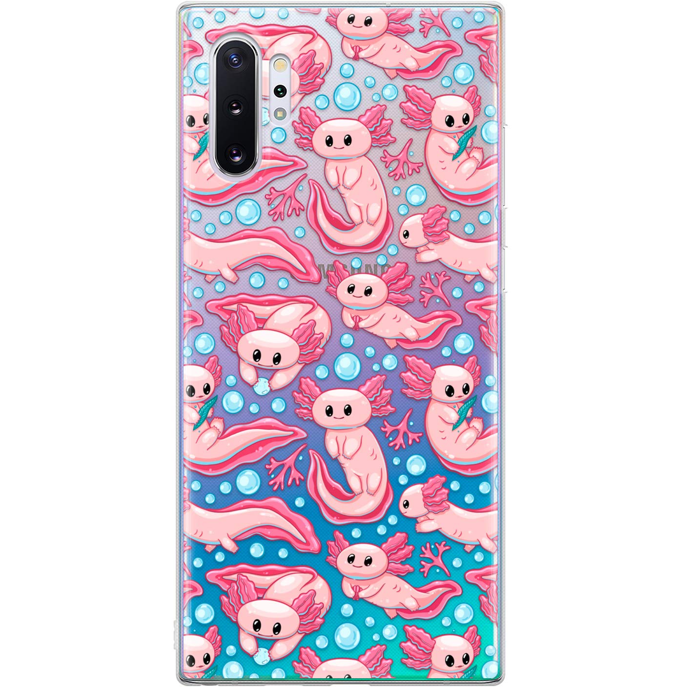 TPU Phone Case Compatible with Samsung A72 A71 5G A70 A51 A50 A32 A21 A11 A12 A13 A14 A01 Ocean Axolotl Cute Soft Salamander Lightweight Lizard Clear Flexible Pink Silicone Sea Shockproof Cover