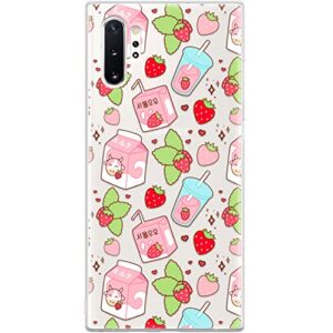 generic, slim tpu phone case compatible with samsung galaxy a72 a71 5g a70 a51 a32 a21 a11 a12 a01 cover kawaii strawberry milk clear flexible durable shockproof korean summer soft pink cute