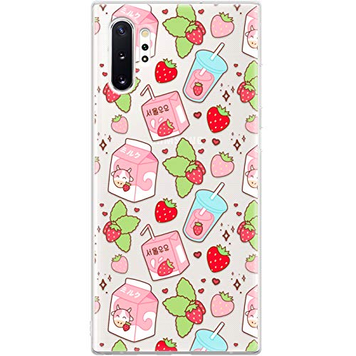 Generic, Slim TPU Phone Case Compatible with Samsung Galaxy A72 A71 5G A70 A51 A32 A21 A11 A12 A01 Cover Kawaii Strawberry Milk Clear Flexible Durable Shockproof Korean Summer Soft Pink Cute