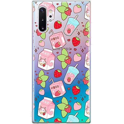 Generic, Slim TPU Phone Case Compatible with Samsung Galaxy A72 A71 5G A70 A51 A32 A21 A11 A12 A01 Cover Kawaii Strawberry Milk Clear Flexible Durable Shockproof Korean Summer Soft Pink Cute