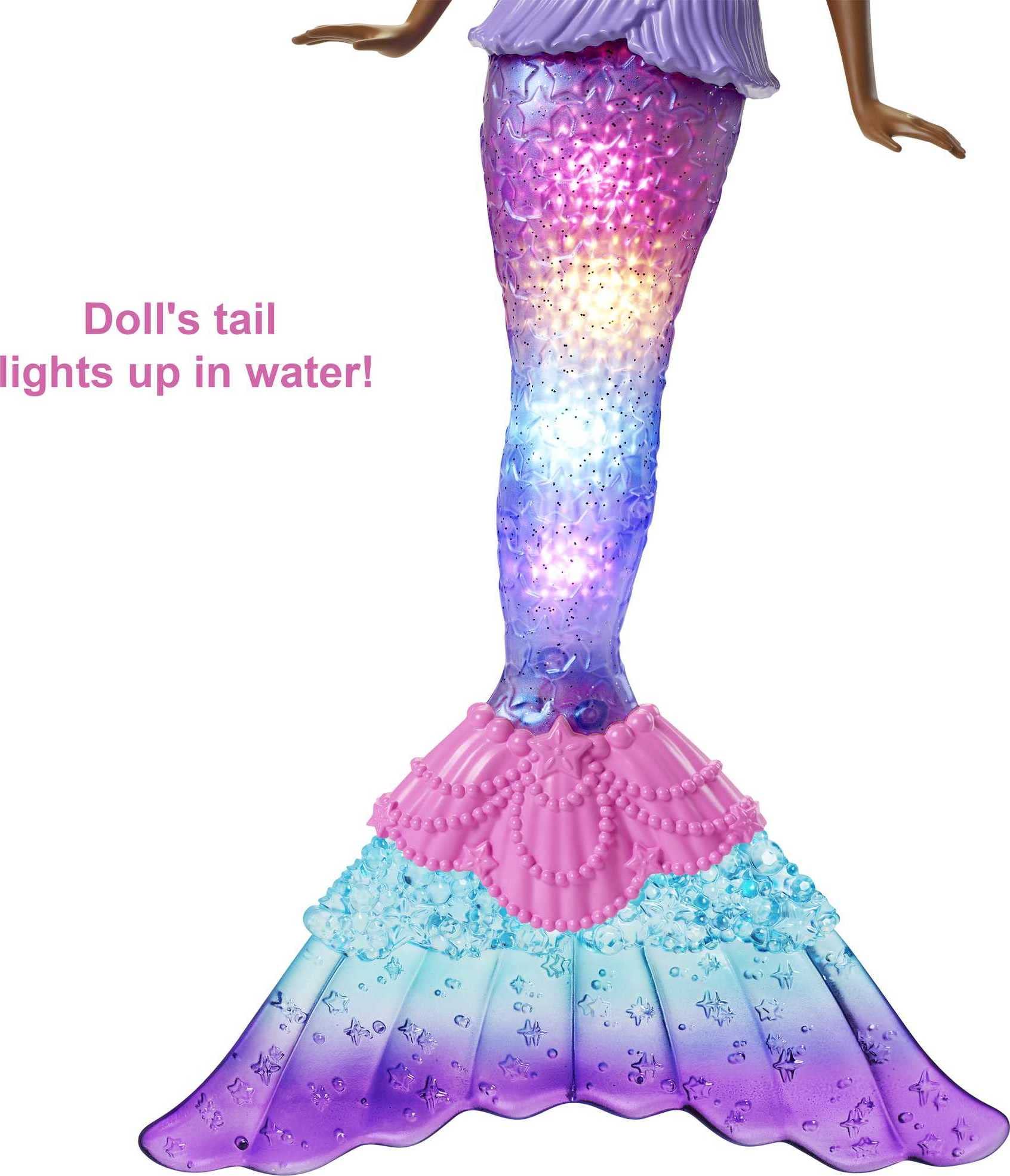 Barbie Dreamtopia Doll, Mermaid Toy with Water-Activated Light-Up Tail, Purple-Streaked Hair & 4 Colorful Light Shows