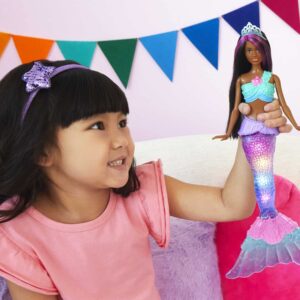 Barbie Dreamtopia Doll, Mermaid Toy with Water-Activated Light-Up Tail, Purple-Streaked Hair & 4 Colorful Light Shows