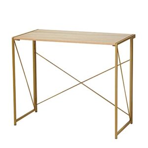 Urban Lifestyle Foldable Computer Desk, Wood/Gold