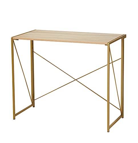 Urban Lifestyle Foldable Computer Desk, Wood/Gold