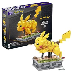 Mega Pokémon Building Toys Set Motion Pikachu with 1092 Pieces and Running Movement, for Adult Collectors