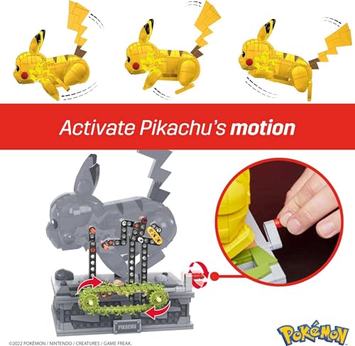 Mega Pokémon Building Toys Set Motion Pikachu with 1092 Pieces and Running Movement, for Adult Collectors