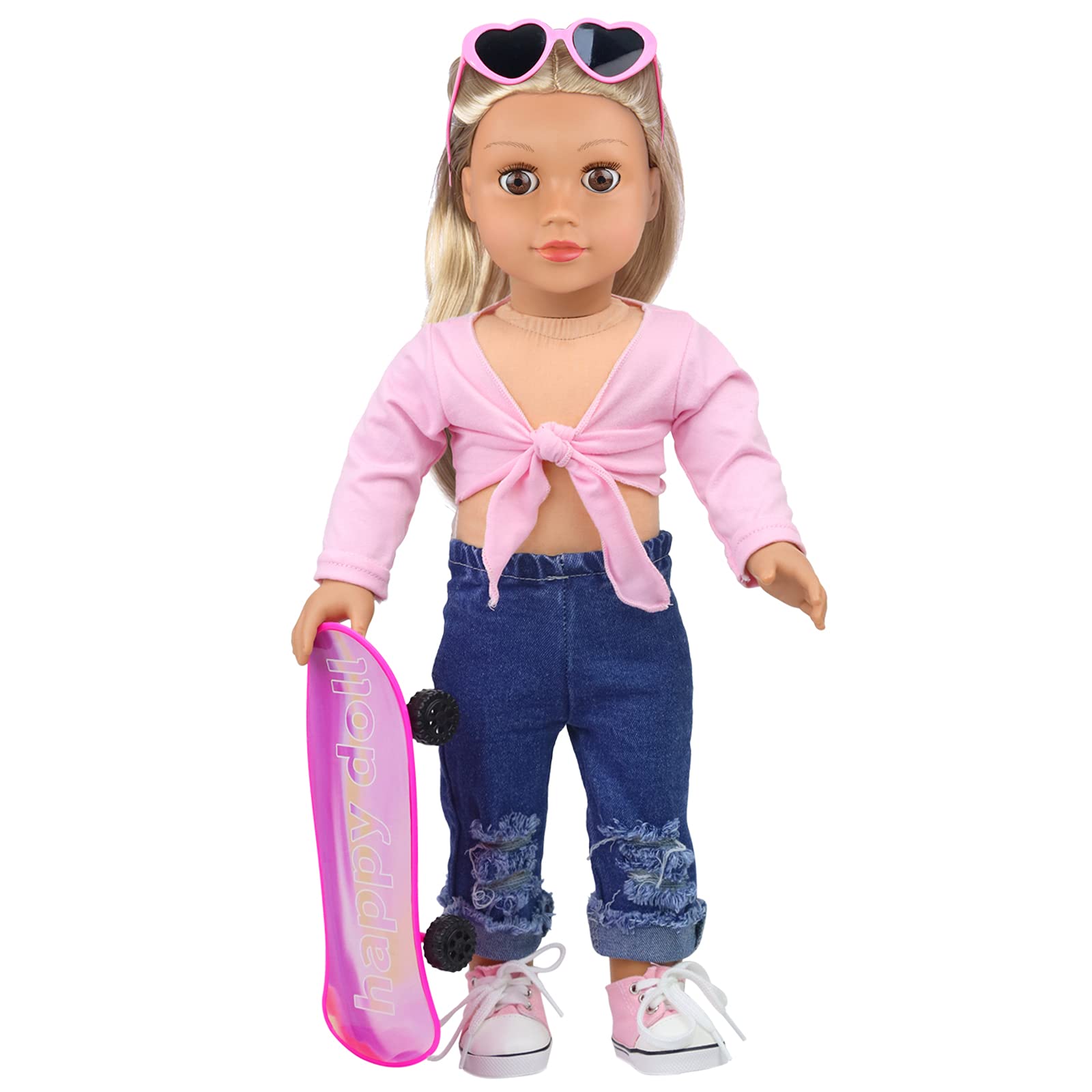 ZITA ELEMENT 18 Inch Girl Doll Scooter Skateboard Clothes and Accessories - 18 Inch Doll Clothes Set Sport Shoes Scooter and Other Outdoor Sport Stuff