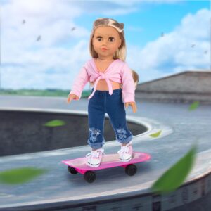 ZITA ELEMENT 18 Inch Girl Doll Scooter Skateboard Clothes and Accessories - 18 Inch Doll Clothes Set Sport Shoes Scooter and Other Outdoor Sport Stuff