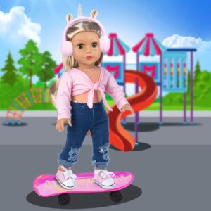 ZITA ELEMENT 18 Inch Girl Doll Scooter Skateboard Clothes and Accessories - 18 Inch Doll Clothes Set Sport Shoes Scooter and Other Outdoor Sport Stuff