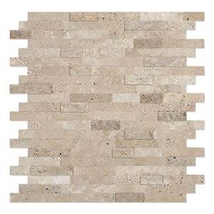 speedtiles cairo timeless natural stone tiles - modern peel & stick marble tiles for kitchen backsplash, fireplace, interior wall - 3x faster installation with no mortar, no grout - 6-pack (5.68 sqf)