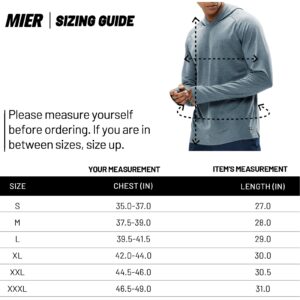 MIER Men's Long Sleeve Hiking Shirts UPF 50+ Sun Protection Fishing Hoodie SPF UV Running Workout Hooded T-Shirt, Haze Blue, L