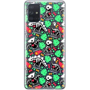 TPU Phone Case Compatible with Samsung A72 A71 5G A70 A51 A50 A32 A21 A11 A12 A13 A14 A01 Dinosaurs Skeleton Kawaii Flexible Lightweight Kids Clear Cute Shockproof Durable Protective Bones