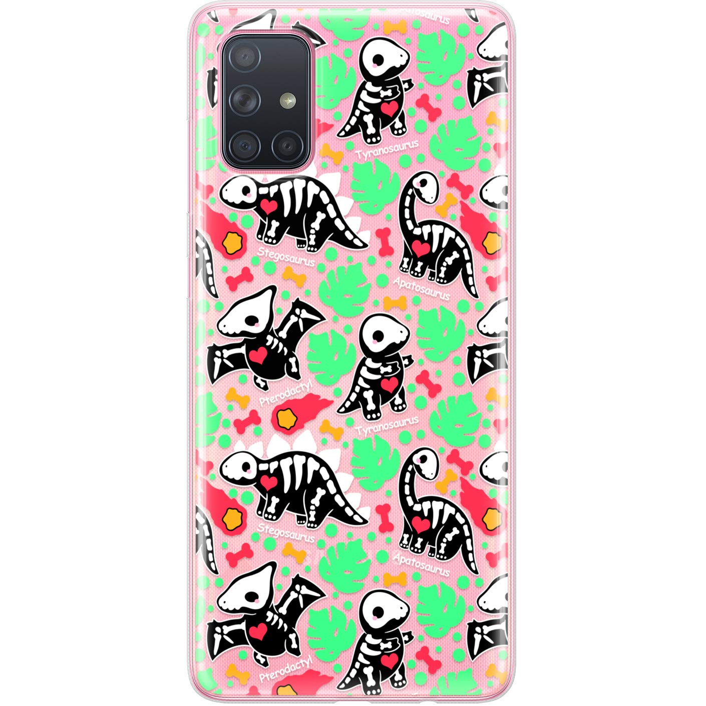 TPU Phone Case Compatible with Samsung A72 A71 5G A70 A51 A50 A32 A21 A11 A12 A13 A14 A01 Dinosaurs Skeleton Kawaii Flexible Lightweight Kids Clear Cute Shockproof Durable Protective Bones