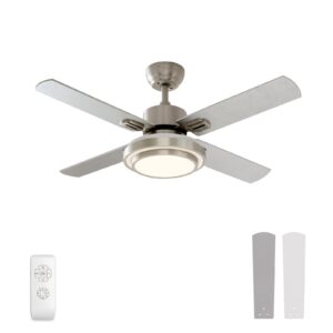 warmiplanet ceiling fan with lights remote control, 44 inch, brushed nickel motor (4-blades)