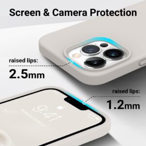 AOTESIER iPhone 13 Pro Max Phone Case,[Military Shockproof Protection] Liquid Silicone Case with [Soft Anti-Scratch Microfiber Lining] Camera & Screen Protection 6.7 inch Slim Thin Cover（Stone）