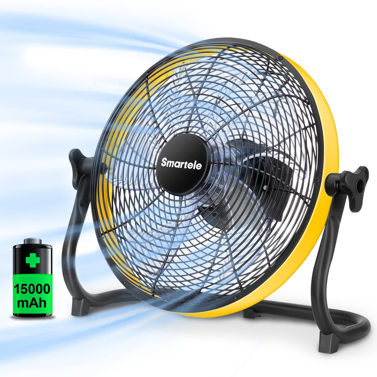 Smartele FF12 Battery Operated Fan, Battery Powered Fan, Rechargeable Floor Fan, Cordless Outdoor Floor Fan, Battery Outdoor Fan, 15000mAh Battery, Fast Charging, Run Up to 30 Hours