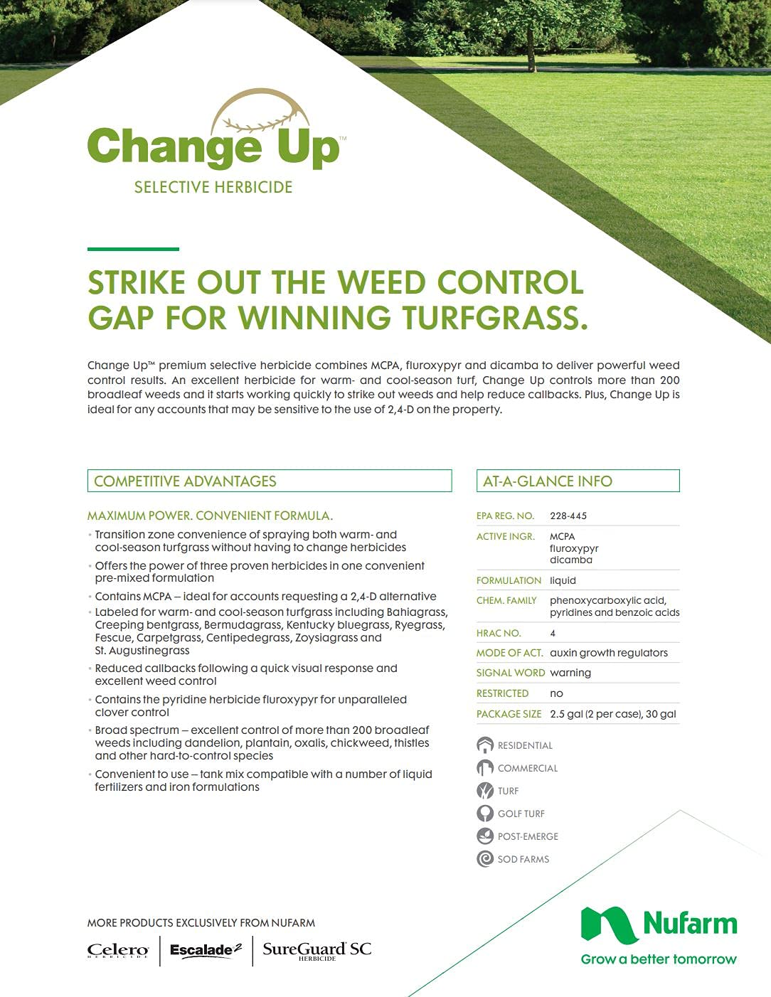 Nufarm Change Up, Premium Selective Herbicide to Provide Powerful Weed Control, 32 oz