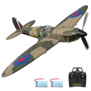 volantexrc 4-ch spitfire one key remote control airplane with xpilot stabilization, gyroscope, 3 level control, and lightweight design, camouflage