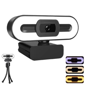 goaic 1080p hd webcam with adjustable ring light wide angle camera usb 2.0 plug and play computer web camera, for video streaming, conference, game,study