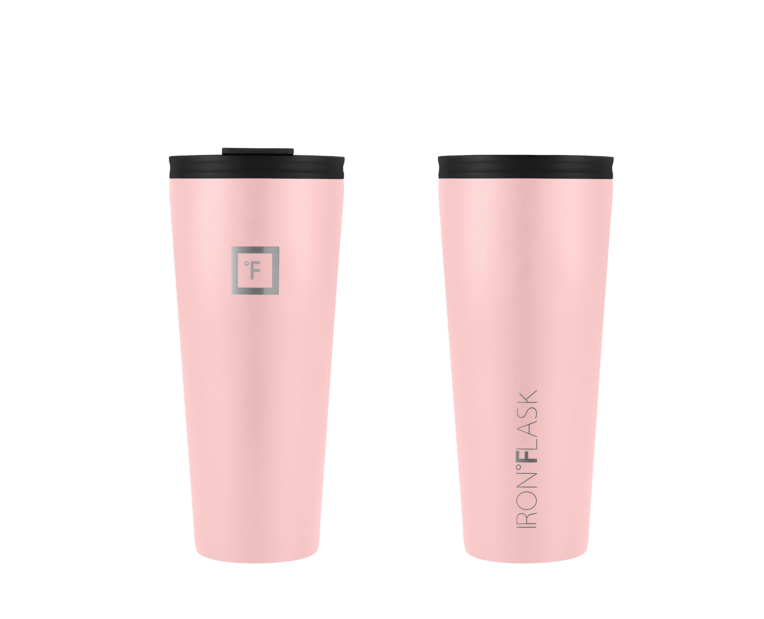 IRON °FLASK Classic Tumbler 2.0-2 Lids (Straw/Flip), Vacuum Insulated Stainless Steel Water Bottle, Double Walled, Drinking cup, Thermo Travel Mug - Rose, 32 Oz