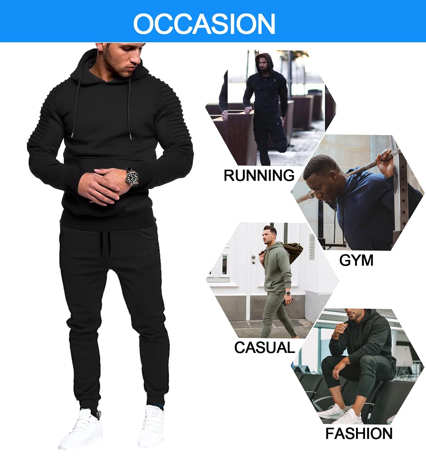 COOFANDY Men's Hoodie Tracksuit 2 Piece Casual Sweatsuit Sets Slim Fit Jogging Athletic Suits