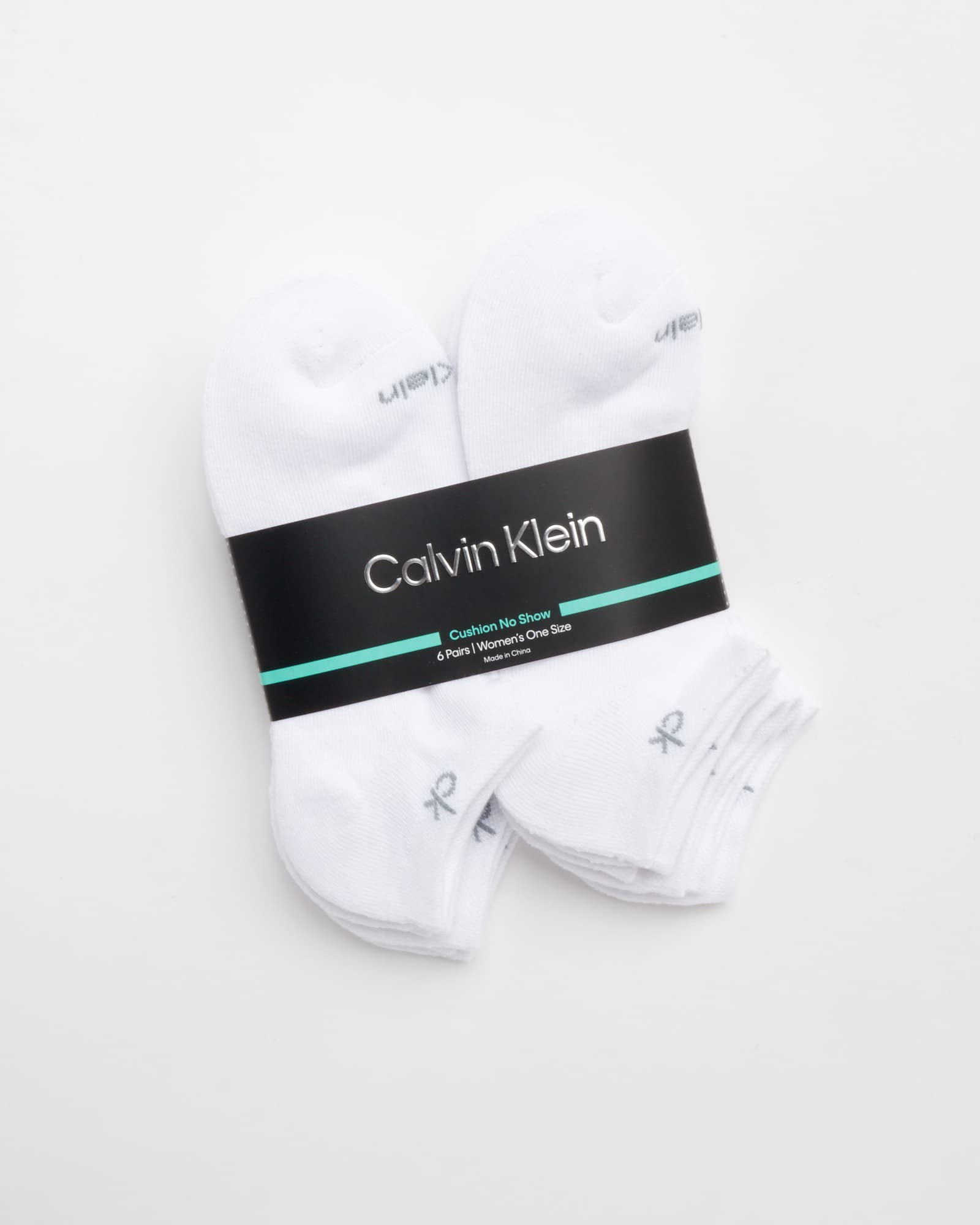 Calvin Klein Women's Athletic Socks - Cushion No Show Socks (6 Pack), Size 4-10, White