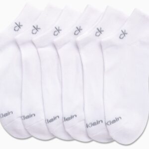 Calvin Klein Women's Athletic Socks - Cushion No Show Socks (6 Pack), Size 4-10, White