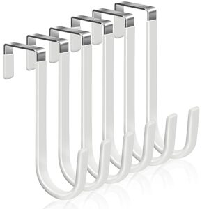 peasulin 6 pack over the door hooks, door hangers hooks, soft rubber surface prevents scratches, white door hooks for bathroom, living room, kitchen hanging clothes, towels, shoe bag, hats