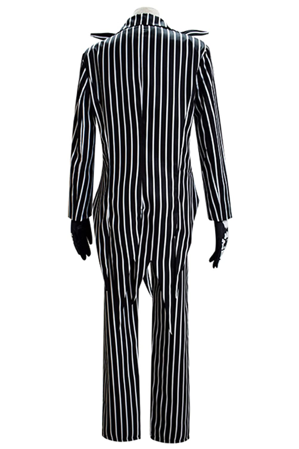 Powumie Adult Jack Skellington Halloween Costume Men’s Cosplay Jacket Pants Suits Uniform Black (Large, Adult-Black)