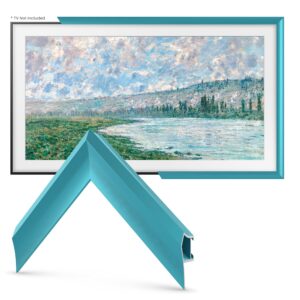 frame my tv deco tv frames alloy prismatic - turquoise bezel compatible only with samsung the frame tv (65", fits 2021-2024 frame tv)