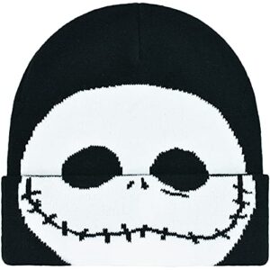 disney nightmare before christmas jack skellington beanie hat, winter knit cap, black, one size