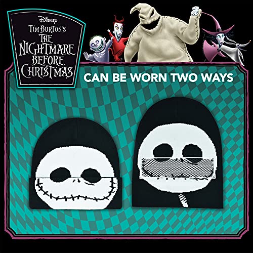 Disney Nightmare Before Christmas Jack Skellington Beanie Hat, Winter Knit Cap, Black, One Size