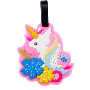 unicorn luggage tag - colorful luggage tag for travel women,funny kids backpack suitcase tag cute clear,name id identifier durable