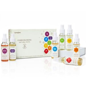 aromafume 7 chakra natural mist gift set 7x 50ml/1.7 fl oz | aromatherapy sprays for meditation, chakra balance | yoga & reiki gifts | essential oil spray set for solar plexus, root chakra & more