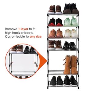 Xerhnan 3-Tier Stackable Small Shoe Rack, Lightweight Shoe Shelf Storage Organizer for Entryway, Hallway and Closet(Black)