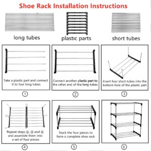 Xerhnan 3-Tier Stackable Small Shoe Rack, Lightweight Shoe Shelf Storage Organizer for Entryway, Hallway and Closet(Black)