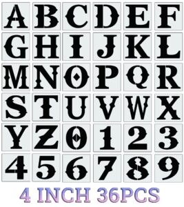 letter stencils for painting on wood 4 inch,alphabet stencils retro letter stencil number templates for drawing on wall,sign,porch, paper, fabric