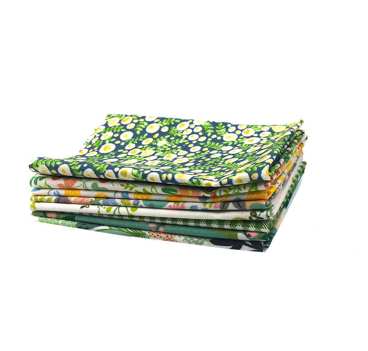 8PCS 25cmX25cm Fat Quarters Green Color Cotton Patchwork Fabric Bundle Squares Quilting Scrapbooking Sewing Art Craft