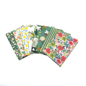 8PCS 25cmX25cm Fat Quarters Green Color Cotton Patchwork Fabric Bundle Squares Quilting Scrapbooking Sewing Art Craft